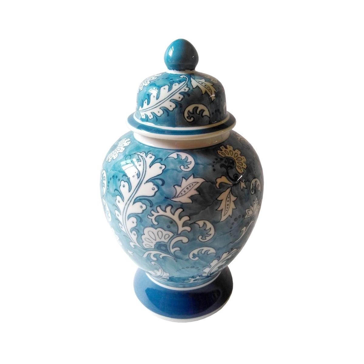 Pote de Ceramica Adamascado Blue - Loja Lemis