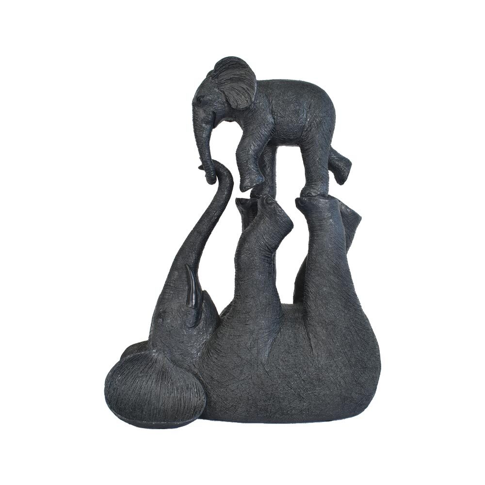 Escultura Decorativa Elefantes em Poliresina Preto Mart - Loja Lemis
